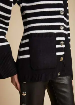 Khaite The Suzette Cardigan - Black / White Stripe | Editorialist